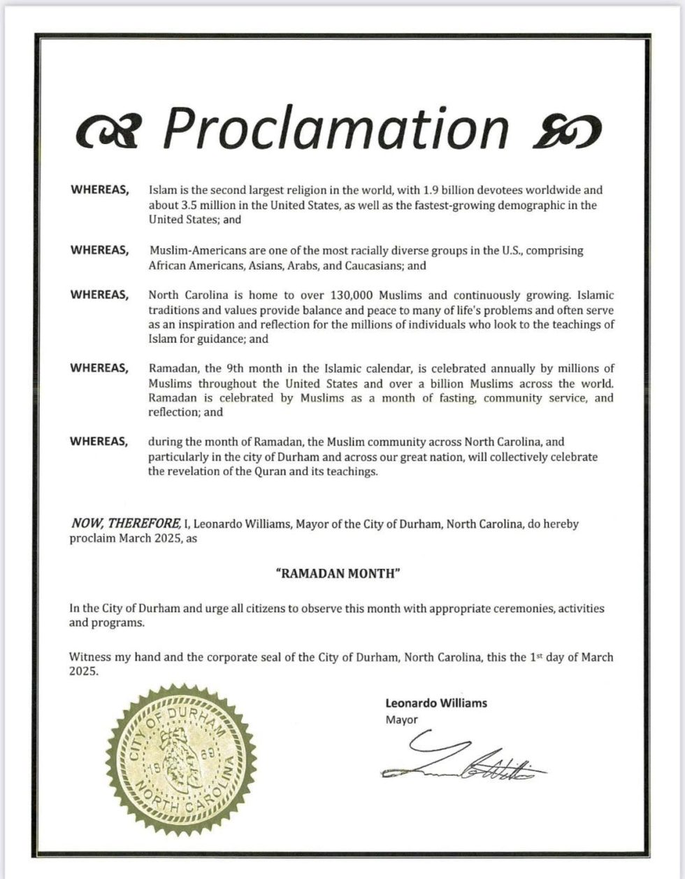 MAS PACE Raleigh Chapter Celebrates Ramadan 2025 NC Proclamations